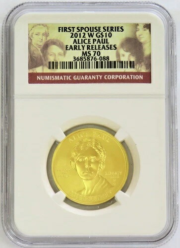 【楽天市場】2012年 W ゴールド 10ドル アリス・ポール 2,798枚 鋳造 配偶者 1/2オンス NGC MS70 早期リリース ...