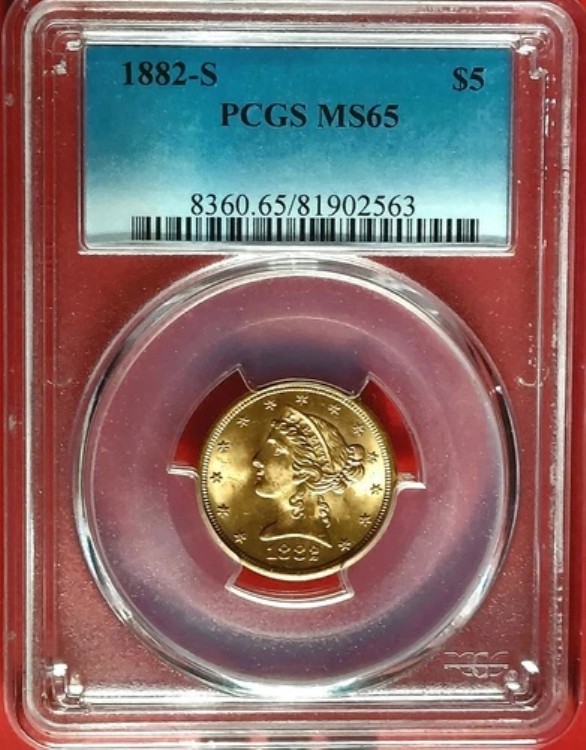 【楽天市場】1882-S リバティ ハーフイーグル 5ドル金貨 PCGS MS 65 PQ +++ POP 18/4：WORLD ...