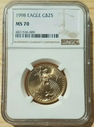 【楽天市場】1998 年アメリカン ゴールド イーグル 25 ドル (1/2 オンス) NGC MS 70 レジストリ セット コイン ...