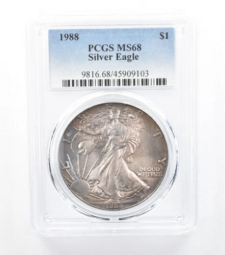 【楽天市場】1988年 アメリカン シルバー イーグル MS68 PCGS パープル/レインボートーン *7725：WORLD ...