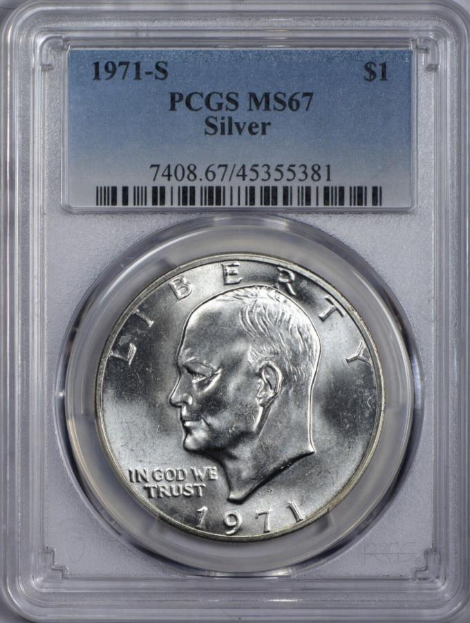 【楽天市場】1971 S Silver Eisenhower Dollar PCGS MS67- MS67を超えるグレードでは非常にまれです ...