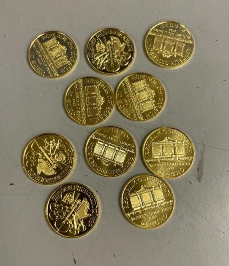 【楽天市場】たくさんの10ゴールド2023ゴールド1/10オンスオーストリアフィルハーモニー1/10オンス.9999ファインコイン Lot ...