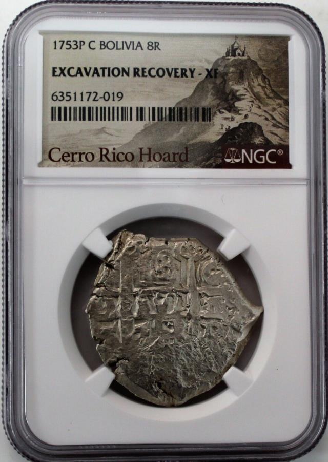 【楽天市場】1753pボリビア8リアルススペインのコブ掘削回復ngc xf cerro rico hoard 1753P Bolivia 8 ...