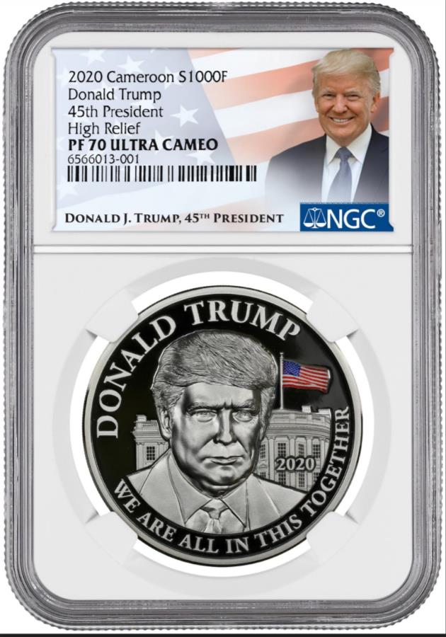 【楽天市場】2020カメルーンドナルドトランプHRプルーフ1オンスシルバーコインNGC PF 70 UCAM CIT 2020 ...