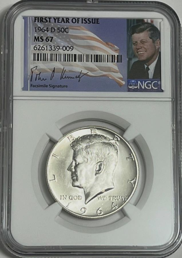 【楽天市場】1964 D NGC MS67シルバーケネディハーフダラー1年号JFKコイン署名 1964 D NGC MS67 SILVER ...