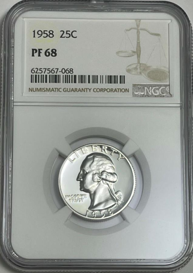 【楽天市場】1958 NGC PF68 90％シルバープルーフワシントンクォーターエクセレントアイアピール25Cホワイト 1958 NGC ...