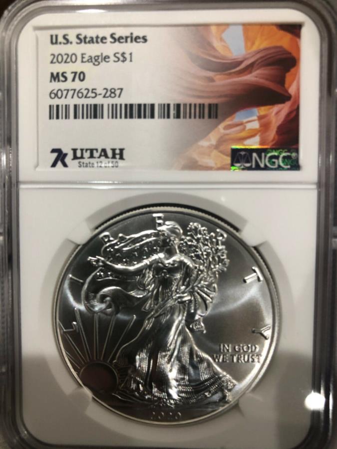【楽天市場】7Kユタ州シリーズMS70 COIN 2020 NGC SILVER EAGLE LOC1* 7K UTAH State ...