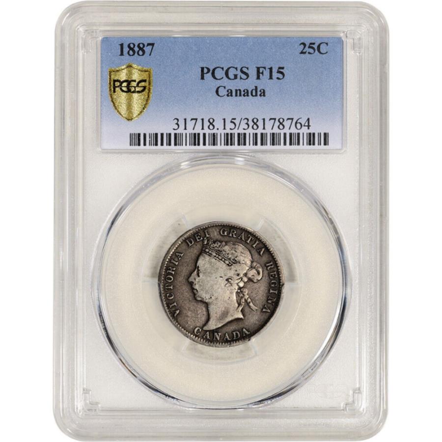 【楽天市場】1887カナダシルバー25セント25C -PCGS F15 km＃5 1887 Canada Silver 25 Cents 25C - PCGS F15 KM# 5：アンティーク ...