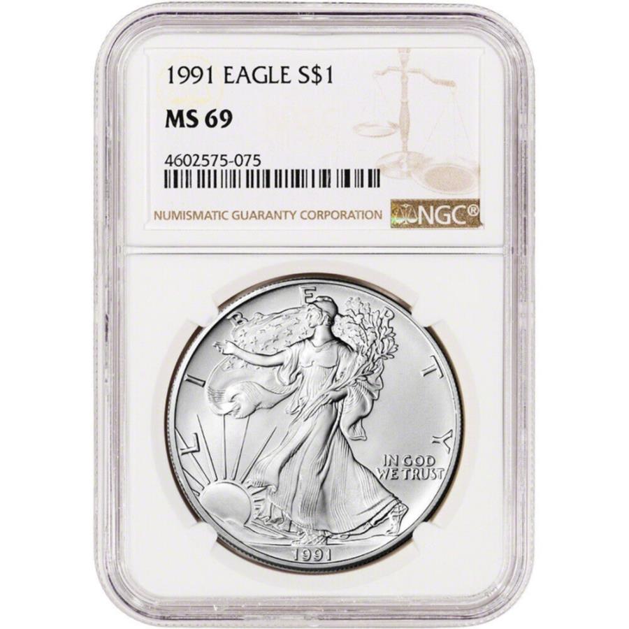 【楽天市場】1991 American Silver Eagle -NGC MS69 1991 American Silver Eagle - NGC MS69：コインと紙幣 WORLD ...