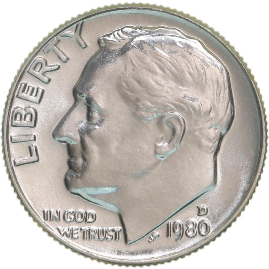 【楽天市場】【極美品/品質保証書付】 アンティークコイン モダンコイン [送料無料] 1980 dルーズベルトダイムジェムビュスコイン ...