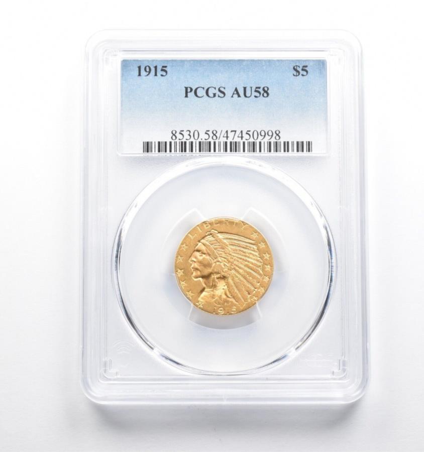 【楽天市場】AU58 1915 $ 5インディアンヘッドゴールドハーフイーグルPCGS *4685 AU58 1915 $5 Indian Head Gold Half Eagle PCGS ...
