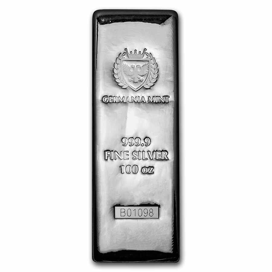 【楽天市場】100オンスシルバーバー - ゲルマニアミント（シリアル化） - SKU＃255647 100 oz Silver Bar ...