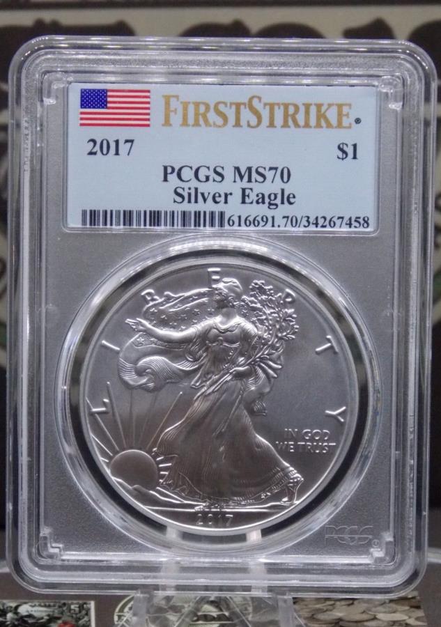 【楽天市場】2017 American Silver Eagle $ 1 PCGS MS70 First Strike＃458 Bullion ECC＆C、Inc。 2017 American ...