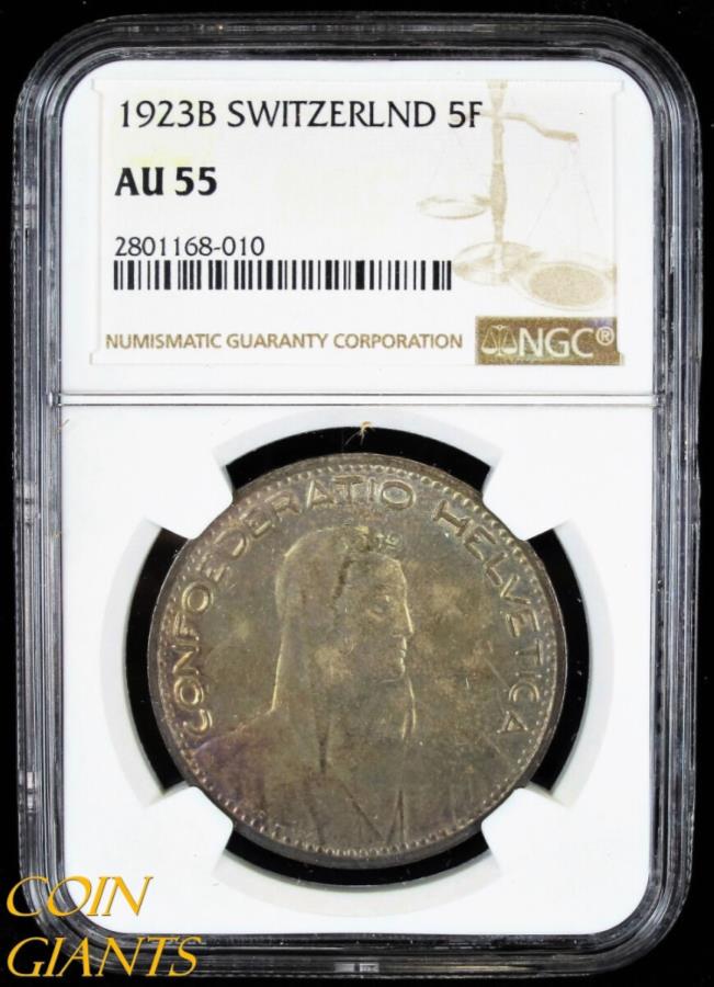 【楽天市場】1923bスイス5フランkm＃37 5f ngc au55未循環トーン銀5frについて 1923B Switzerland 5 ...