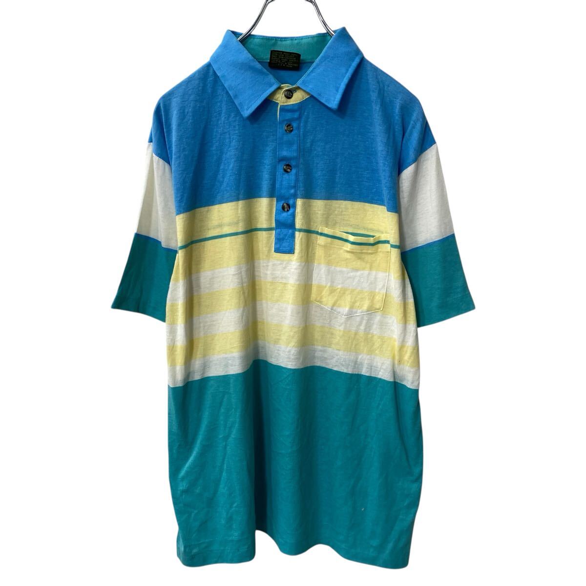 【楽天市場】【中古】【古着】 CHIP BECK 半袖 ボーダー ポロシャツ L ライトブルー ミントグリーン ライトイエロー 古着卸 ...