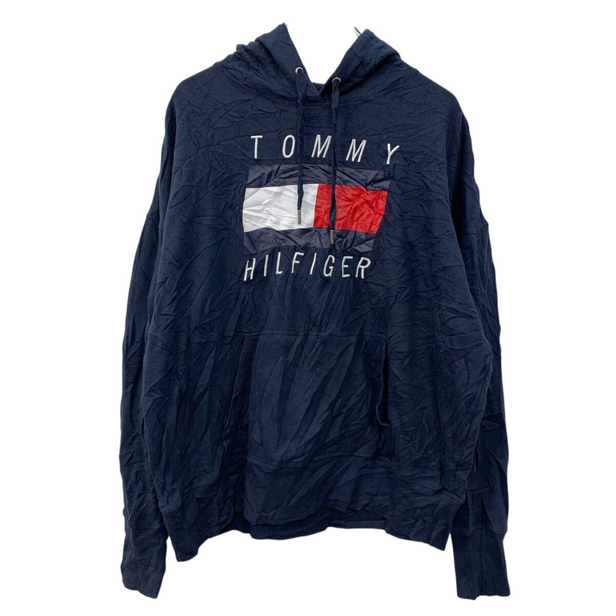 【楽天市場】【中古】【古着】 TOMMY HILFIGER プリントスウェット パーカー L ネイビー トミーヒルフィガー ビックプリント ...