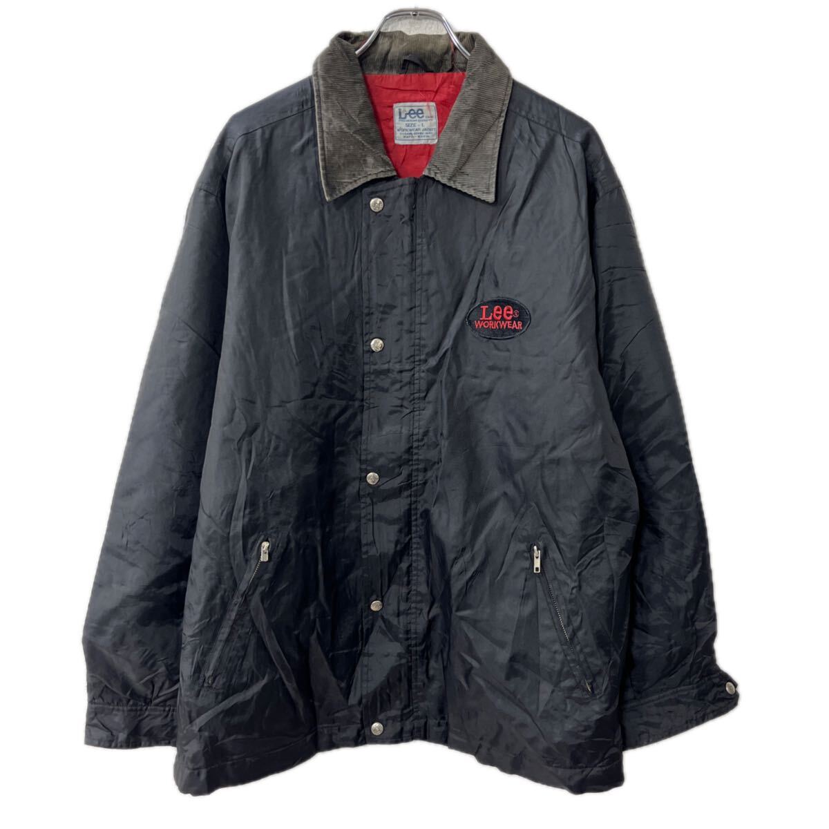 【楽天市場】【中古】【古着】 Lee ワークジャケット L ブラック ジップアップ スナップボタン ワッペン 襟コーデュロイ アウター 春秋物 ...