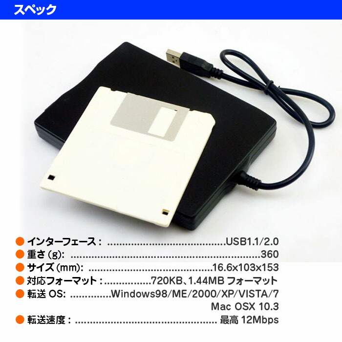 【楽天市場】USB 2.0 3.5インチ フロッピーディスク ドライブ USB 外付け フロッピードライブ FDD パソコン 読み込み 周辺 ...