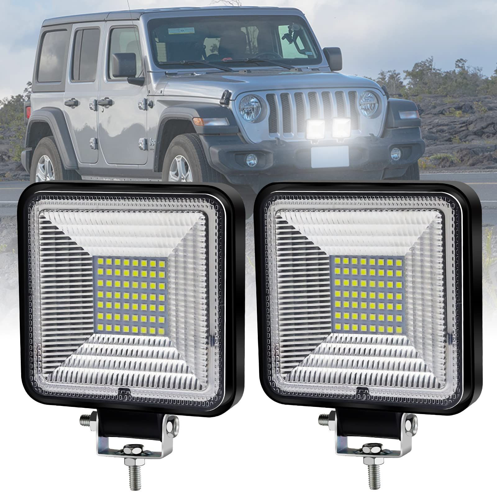 【楽天市場】ワークライト 168W LED 作業灯 方形 DC12V~24V 56連led ホワイト デッキライト 車外灯 農業機械 ...