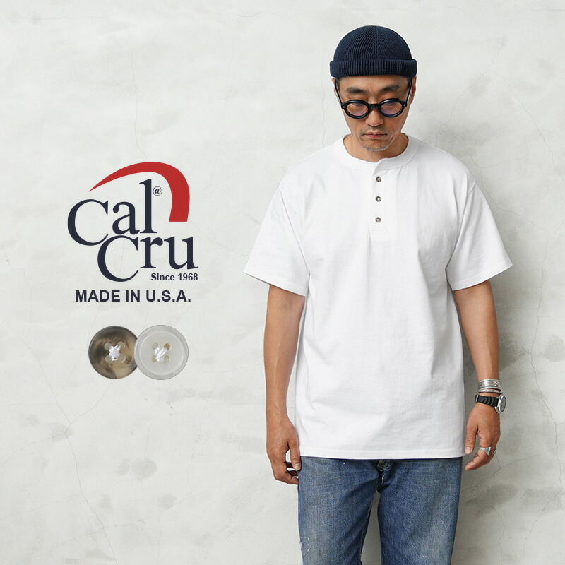 【楽天市場】【あす楽】Cal Cru カルクルー CLCR002 3 BUTTON ヘンリーネック Tシャツ MADE IN USA【T ...