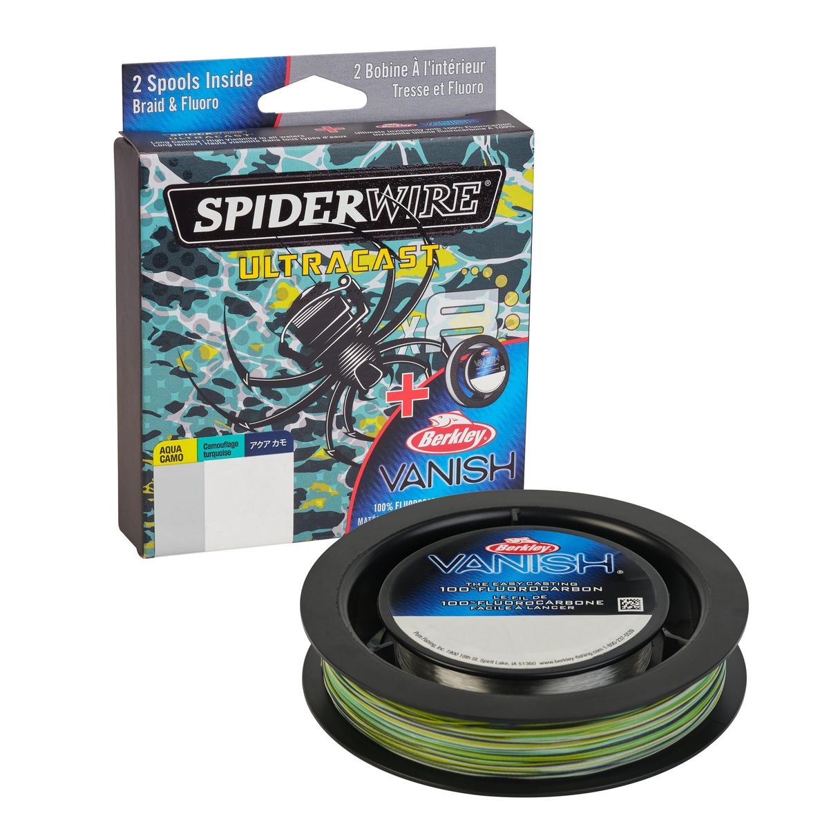 【楽天市場】[RDY] [送料無料] Spiderwire ウルトラキャスト10ポンドブレイド＋バニッシュ20ポンドフロロカーボンデュアル ...