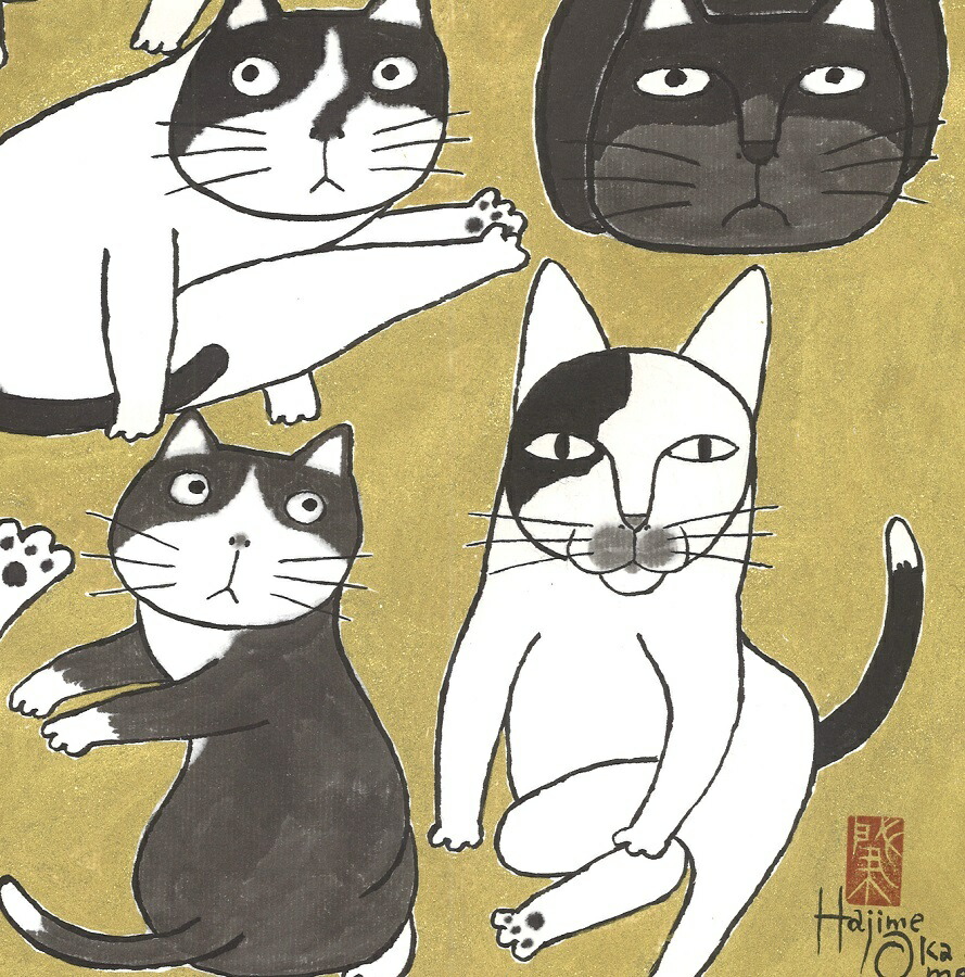 【楽天市場】Kabamaru カバマル -十猫 十色-額入り 岡本 肇 手描き作品 絵画 水墨画 作家オフィス「和味文化研究所」直営店[アート ...