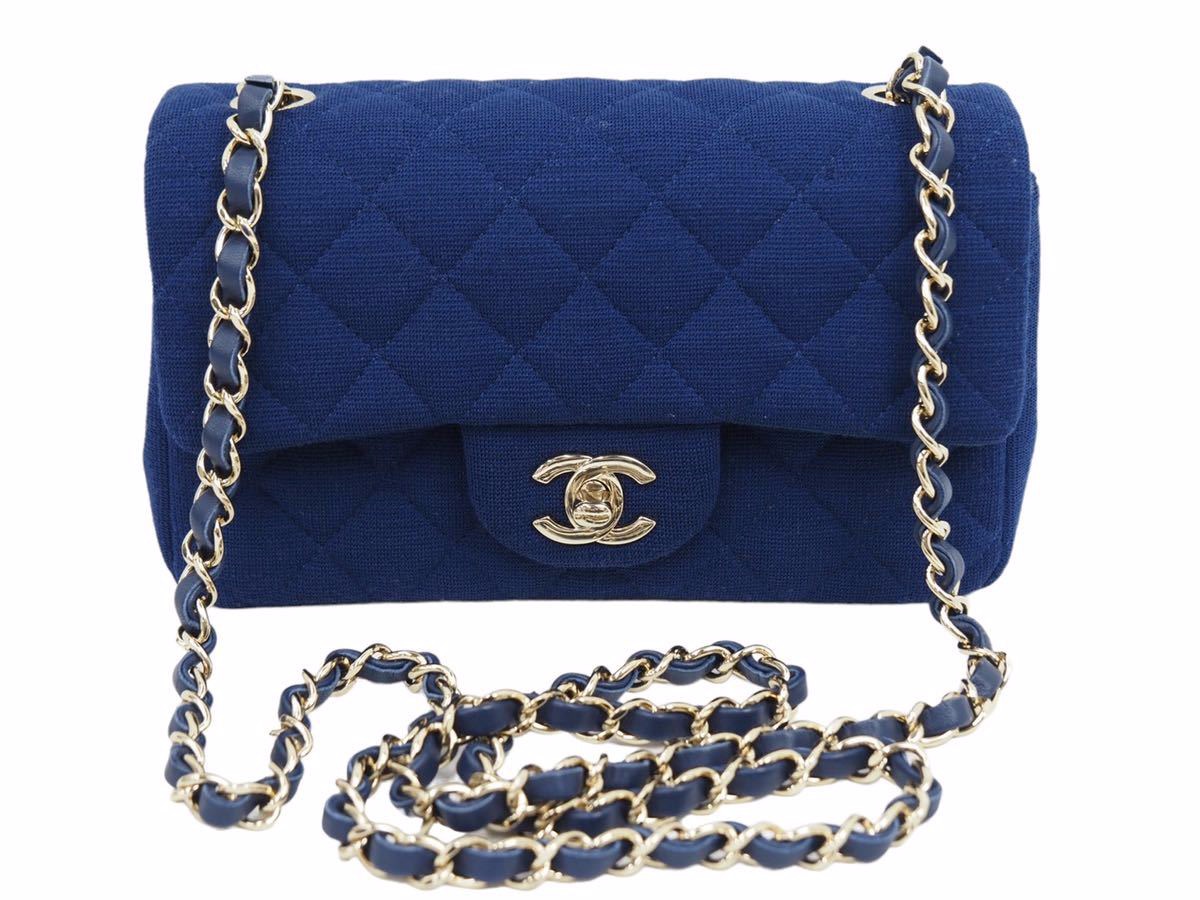 【楽天市場】CHANEL シャネル ミニマトラッセ ココマーク コットン シングルチェーン シルバー金具 28番台 ブルー グリーン 美品 ...