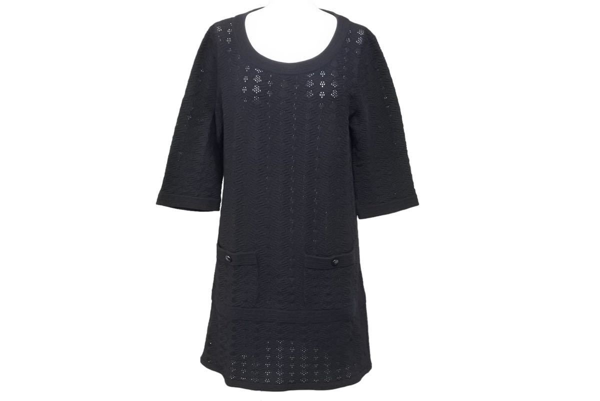 【楽天市場】新品同様 CHANEL シャネル ニットワンピース ココマーク ボタン トップス 半袖 ブラック 透け デザイン サイズ36 中古 ...