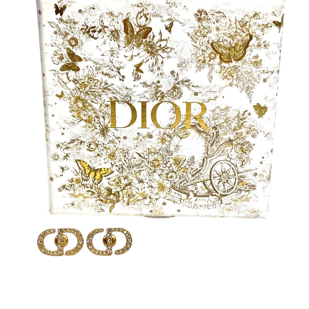 【楽天市場】Christian Dior クリスチャンディオール イヤリング ピアス ラインストーン ロゴ ゴールド 中古 tdc ...