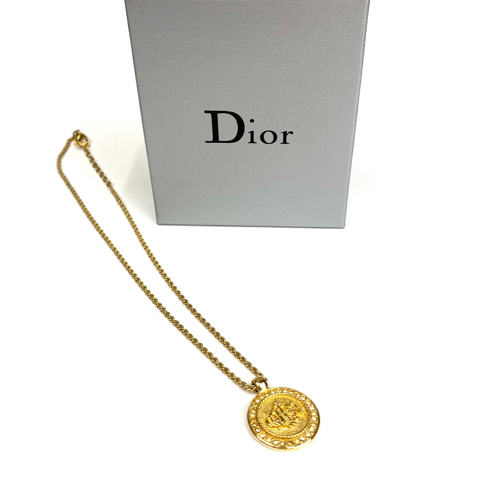 【楽天市場】Christian Dior クリスチャンディオール ネックレス・チョーカー ネックレス コイン ラインストーン ゴールド ...