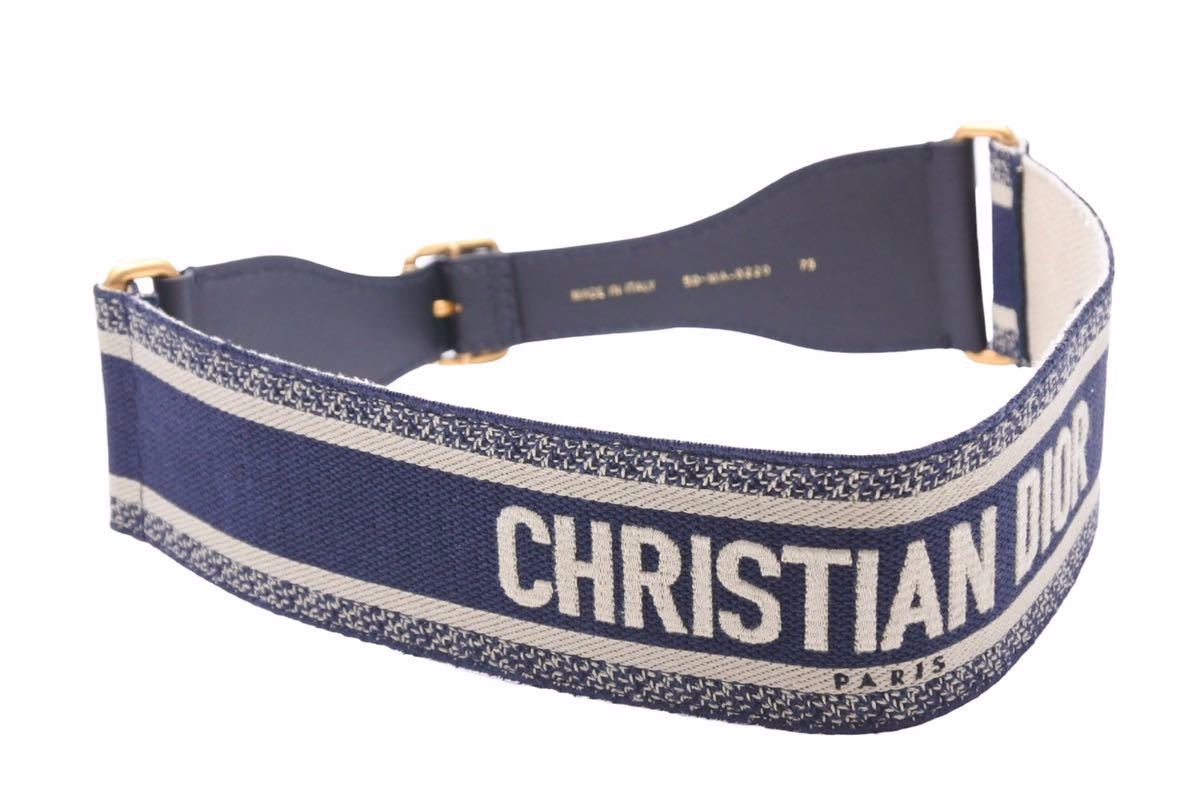 【楽天市場】美品 Christian Dior ディオール ベルト ネイビー エンブロイダリー キャンバス 50-MA-0220 75 中古 ...