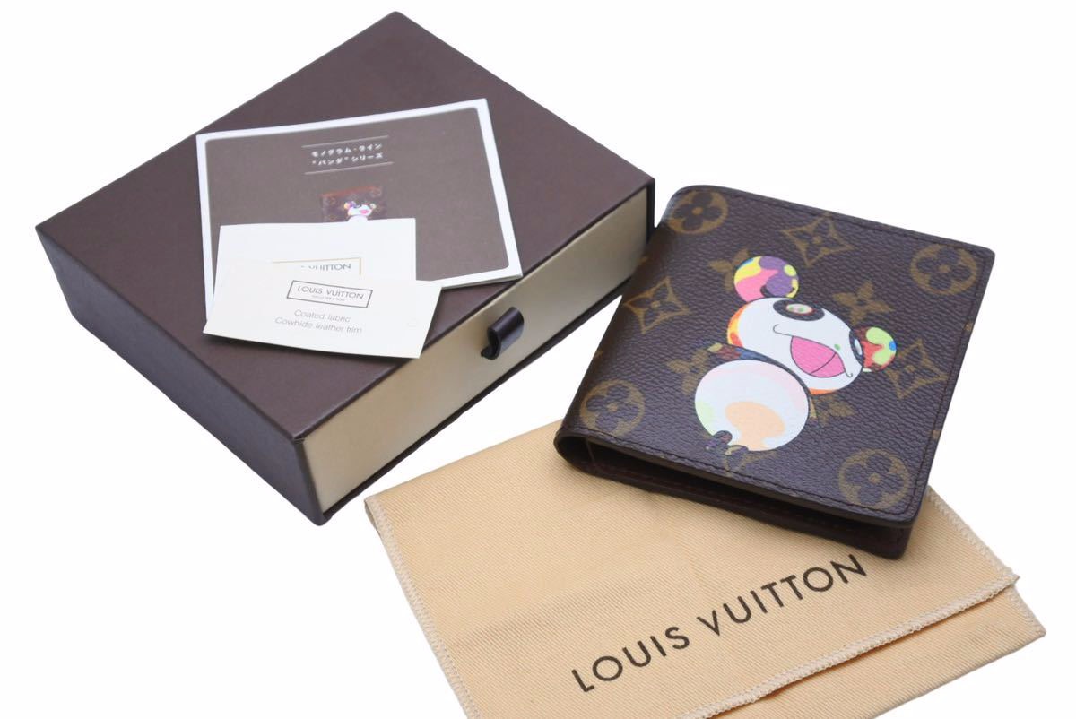 【楽天市場】極美品 LOUIS VUITTON ルイヴィトン M61666 モノグラムパンダ ポルトフォイユ・マルコ 村上隆 2つ折り財布 ...