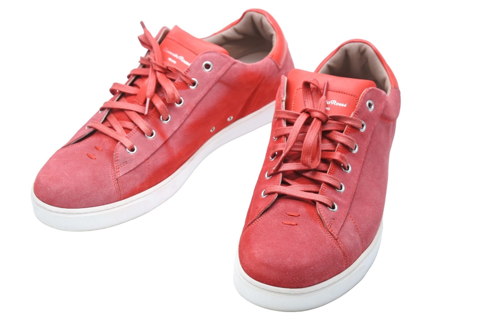 【楽天市場】GIANVITO ROSSI ジャンヴィト ロッシ スウェード ローカットスニーカー 26340 サイズ44 レッド シルバー金具 ...