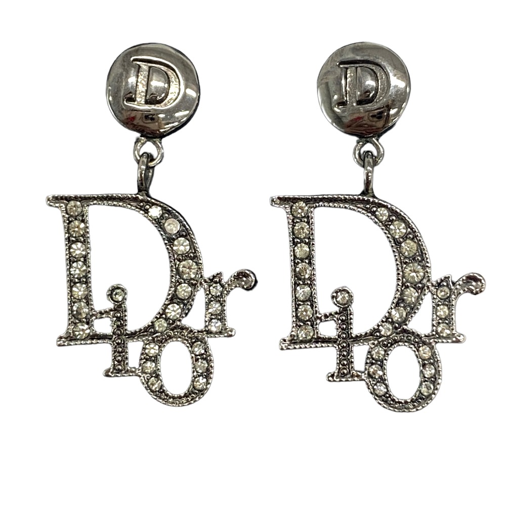 【楽天市場】[USED/中古]Dior ディオール ピアス ロゴ ラインストーン ガンメタリック ガンメタリック B（目立った傷や汚れなし ...
