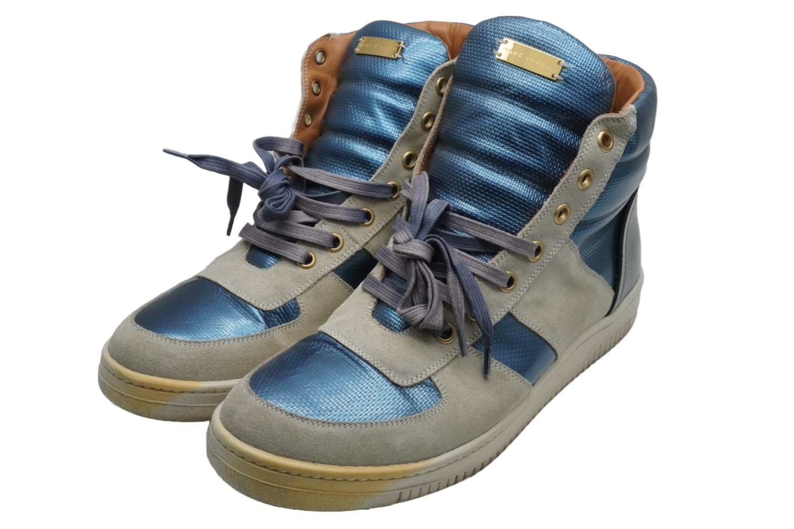 【楽天市場】MARC JACOBS マークジェイコブス スニーカー ハイカット ベージュ メタリックブルー サイズ44 良品 中古 49507 ...