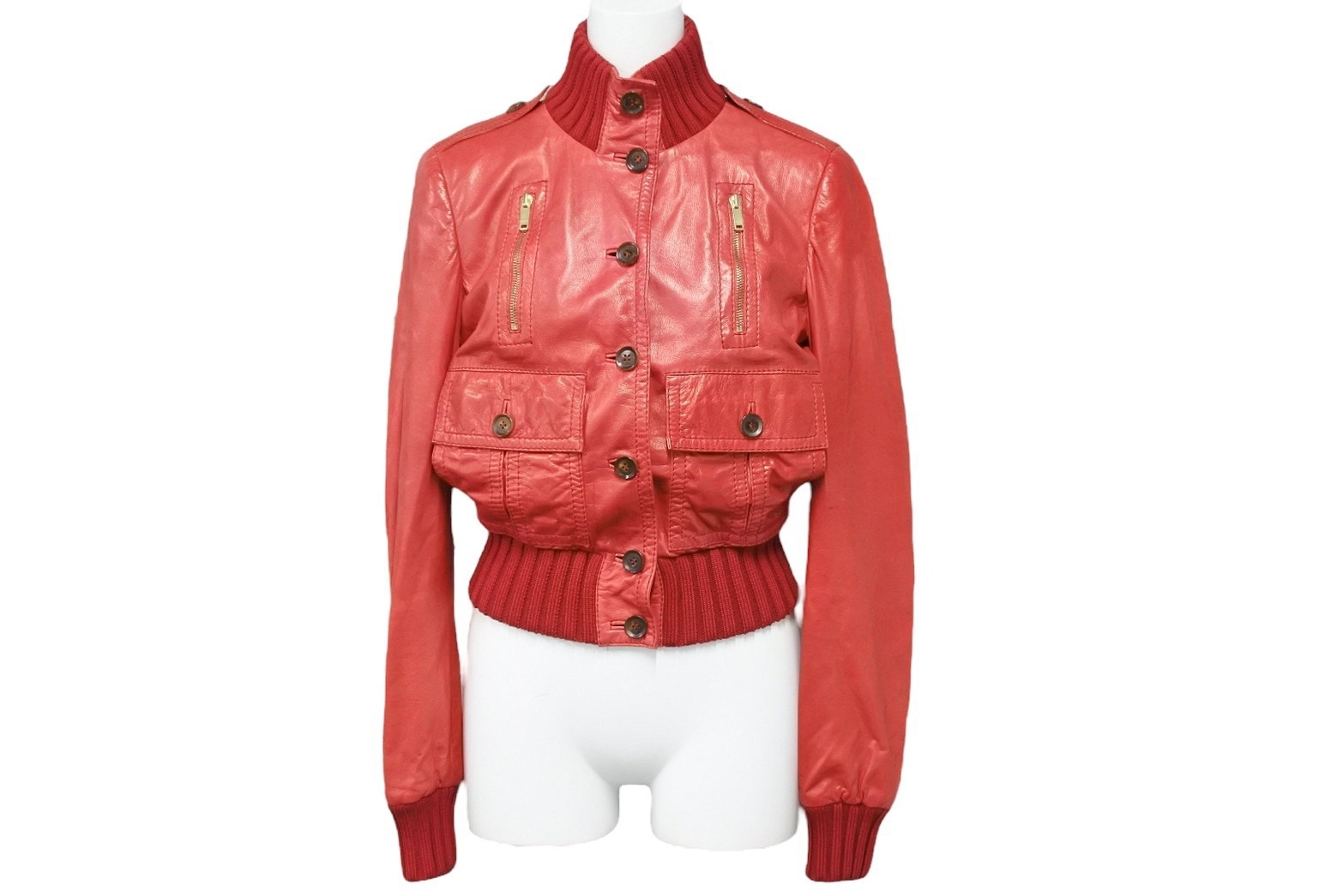 【楽天市場】GUCCI グッチ レザー ジャケット レッド アウター ゴールド金具 ロゴ 赤 155710XN148 サイズ38 中古 ...