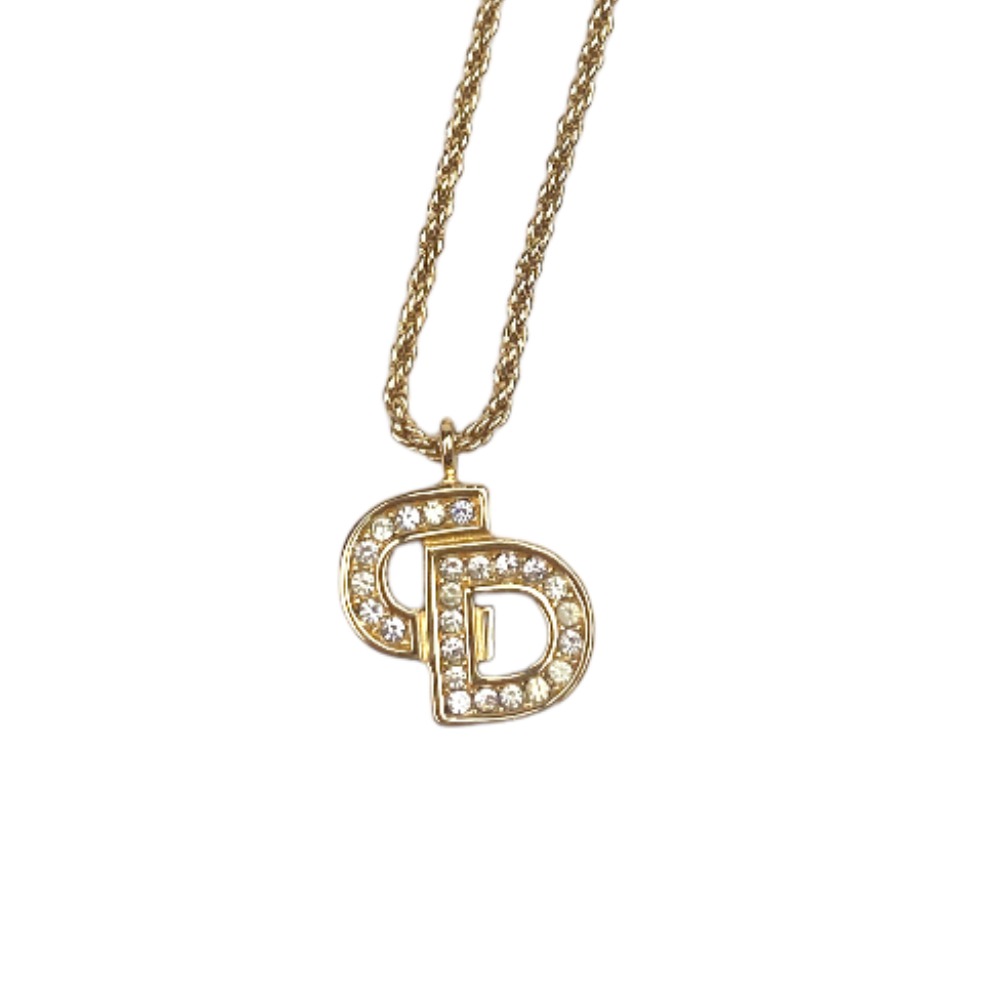 【楽天市場】Christian Dior クリスチャンディオール ネックレス・チョーカー ロゴ ラインストーン ゴールド 中古 tdc ...