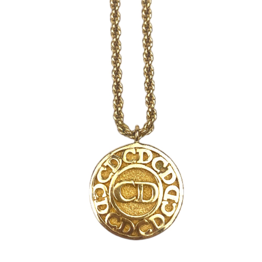 【楽天市場】Christian Dior クリスチャンディオール ネックレス・チョーカー ネックレス CD ロゴ サークル ゴールド 中古 ...