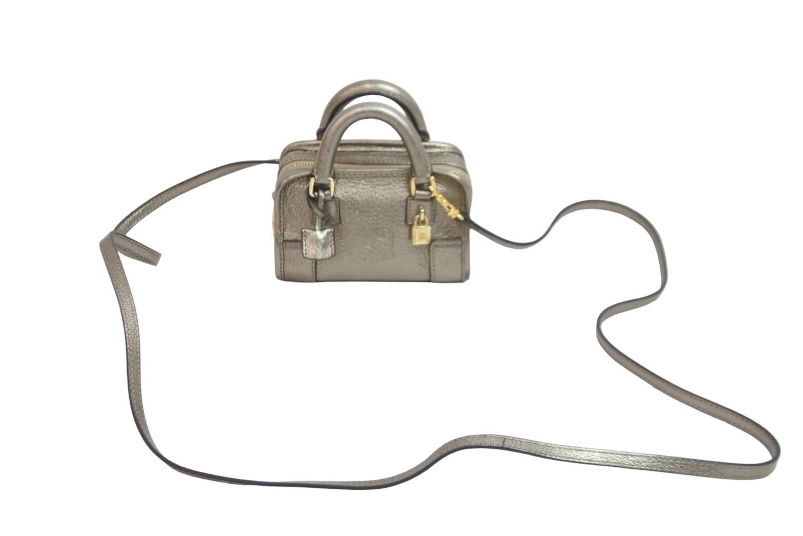 【楽天市場】LOEWE ロエベ ショルダーハンドバッグ 2WAY ポーチ 290907 マイクロミニ アマソナ ガンメタ ゴールド金具 美品 ...