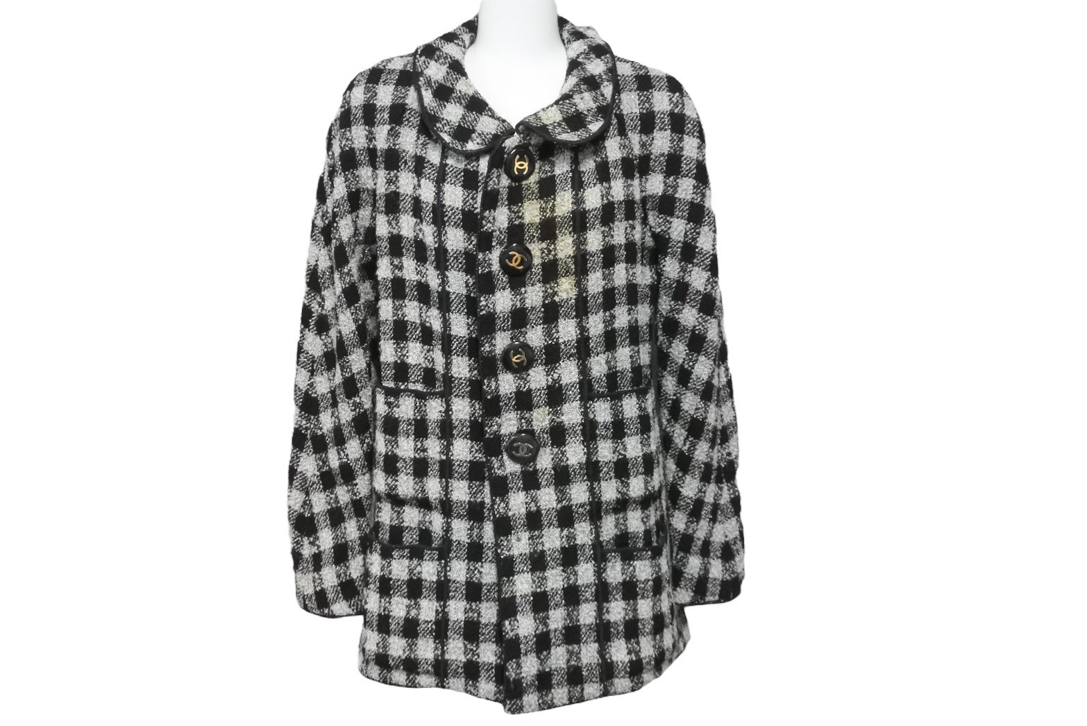 【楽天市場】CHANEL シャネル ジャケットツイードジャケット ブラック ホワイト ココマーク ココボタン ブラック ホワイト 中古 ...