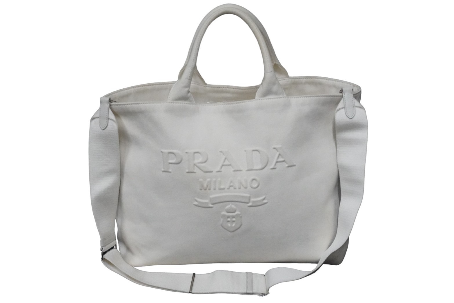 【楽天市場】PRADA プラダ トートバッグ ドリル 2WAY トートバッグ ショルダーバッグ コットンキャンバス 1BG395 2VG081 ...