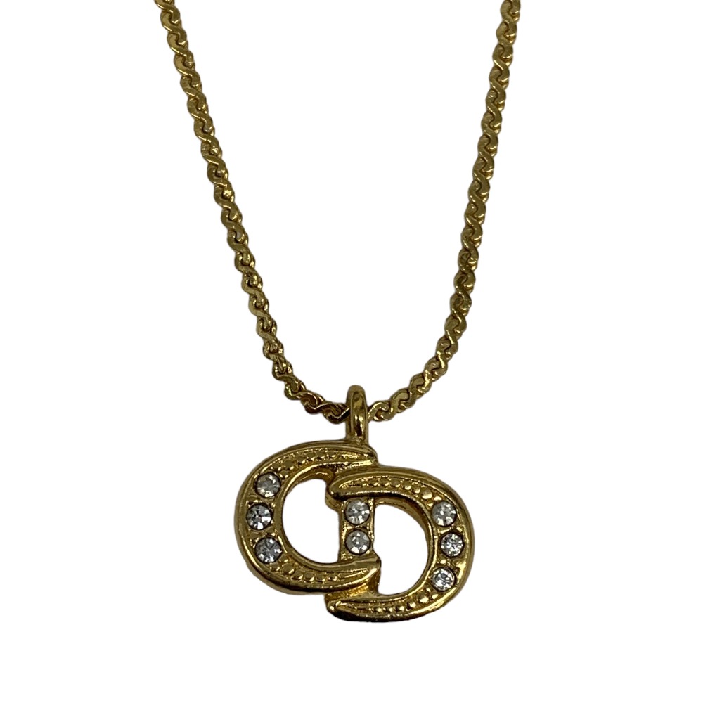 【楽天市場】[USED/中古]Dior ディオール ネックレス・チョーカー CD ラインストーン ゴールド リバーシブル ペンダント Aランク ...