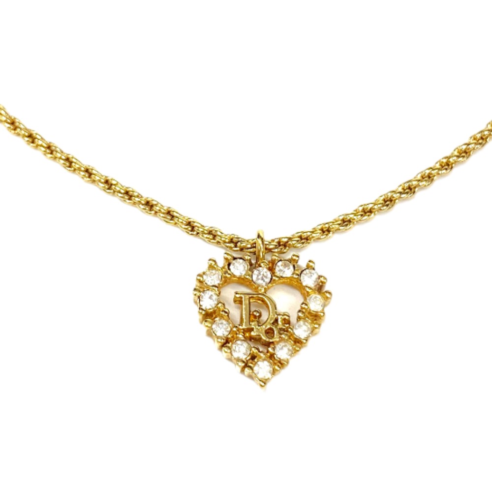 【楽天市場】[USED/中古]Christian Dior クリスチャンディオール ネックレス・チョーカー ラインストーン ハート CD A ...