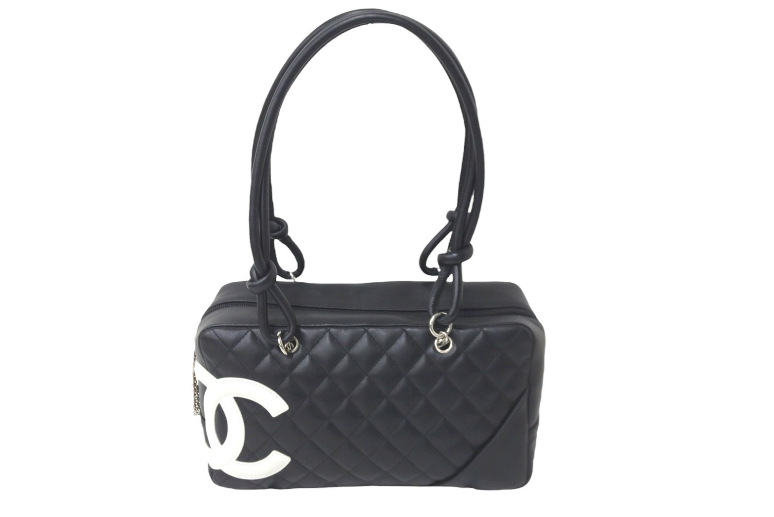 【楽天市場】CHANEL シャネル ショルダーバッグ カンボンライン 11番台 カーフスキン ブラック ホワイト シルバー金具 美品 中古 ...