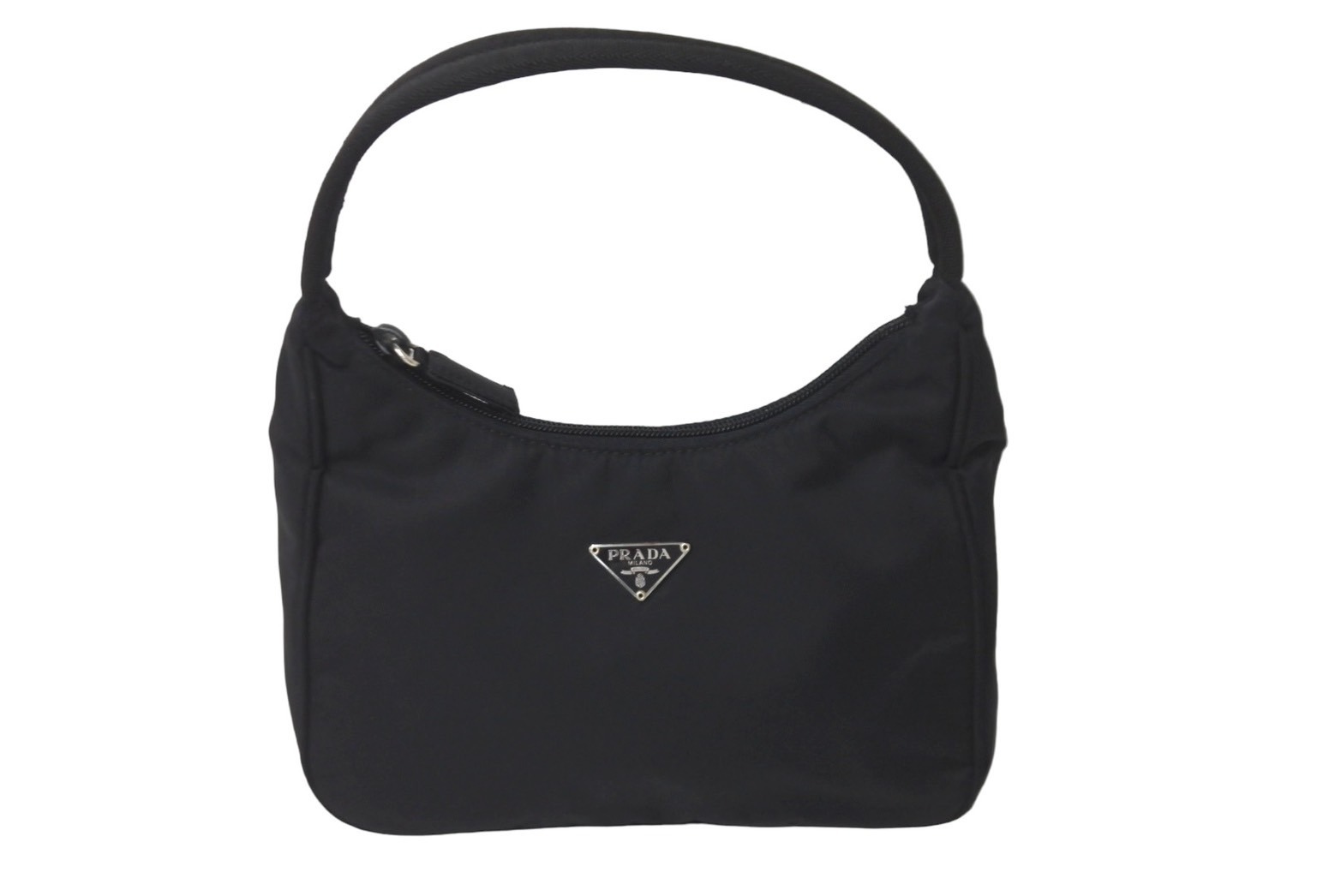 【楽天市場】PRADA プラダ ハンドバッグ ホーボー MV515 トライアングルロゴ ブラック ナイロン シルバー金具 美品 中古 ...