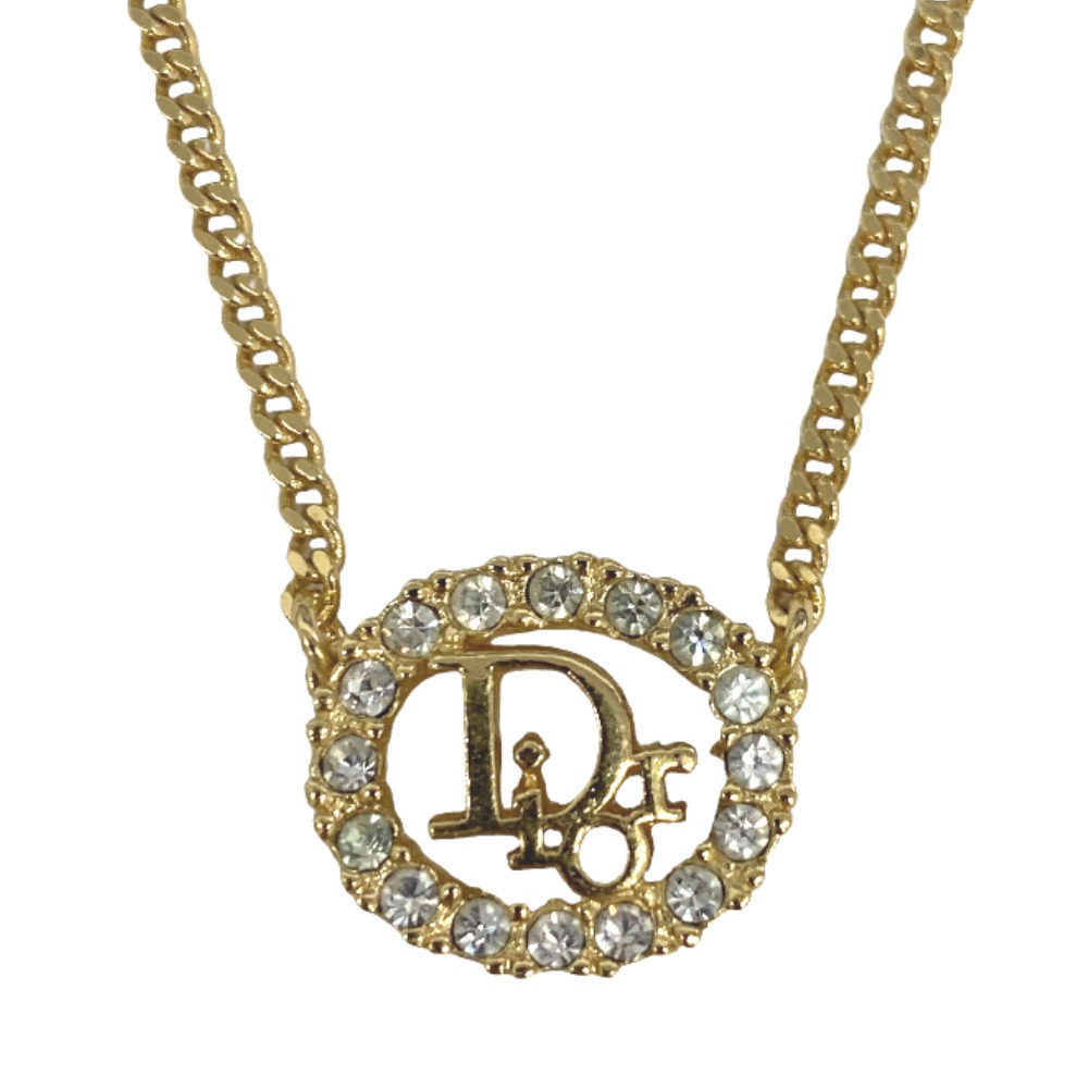 【楽天市場】[USED/中古]Dior ディオール ネックレス・チョーカー Dior ロゴ ラインストーン ゴールド ペンダント AB（良い ...