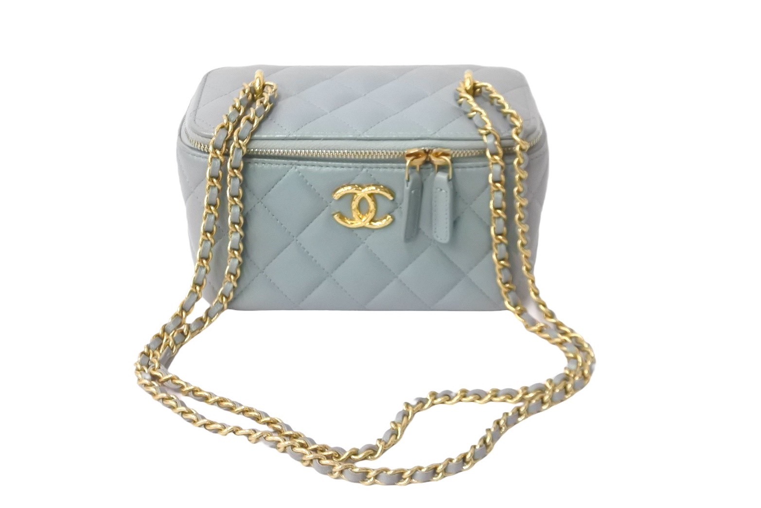 【楽天市場】CHANEL シャネル バニティ ショルダーバッグ ランダム メタリックグリーン ラムスキン ココマーク ゴールド金具 美品 中古 ...