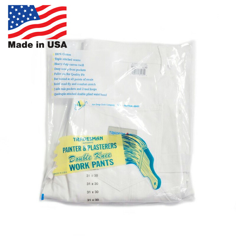 【楽天市場】ACE DROP CLOTH CO エースドロップトレーズマン ダブルニーペインター ダンガリーパンツ ホワイト トレイズマン ...