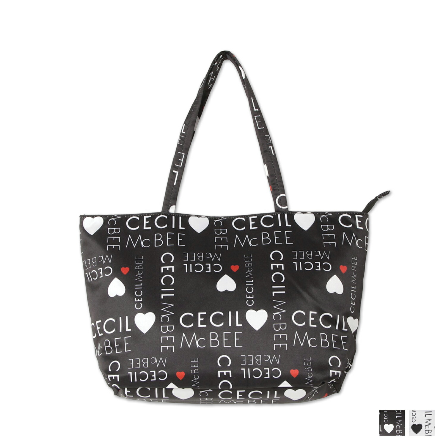 【楽天市場】【最大1000円OFFクーポン配布中】 CECIL McBEE TOTE BAG セシルマクビー バッグ トートバッグ レディース Lサイズ ファスナー付き ロゴパターン ブラック ...
