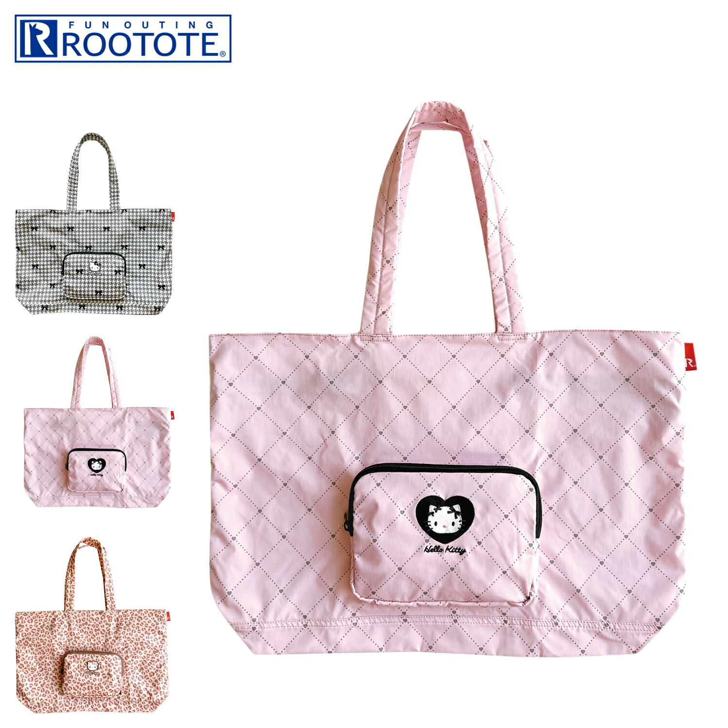【楽天市場】ROOTOTE HELLO KITTY PACKABLE ルートート バッグ トートバッグ パッカブル ハローキティ-A レディース 大容量 撥水 ファスナー付き ブラック ピンク ...